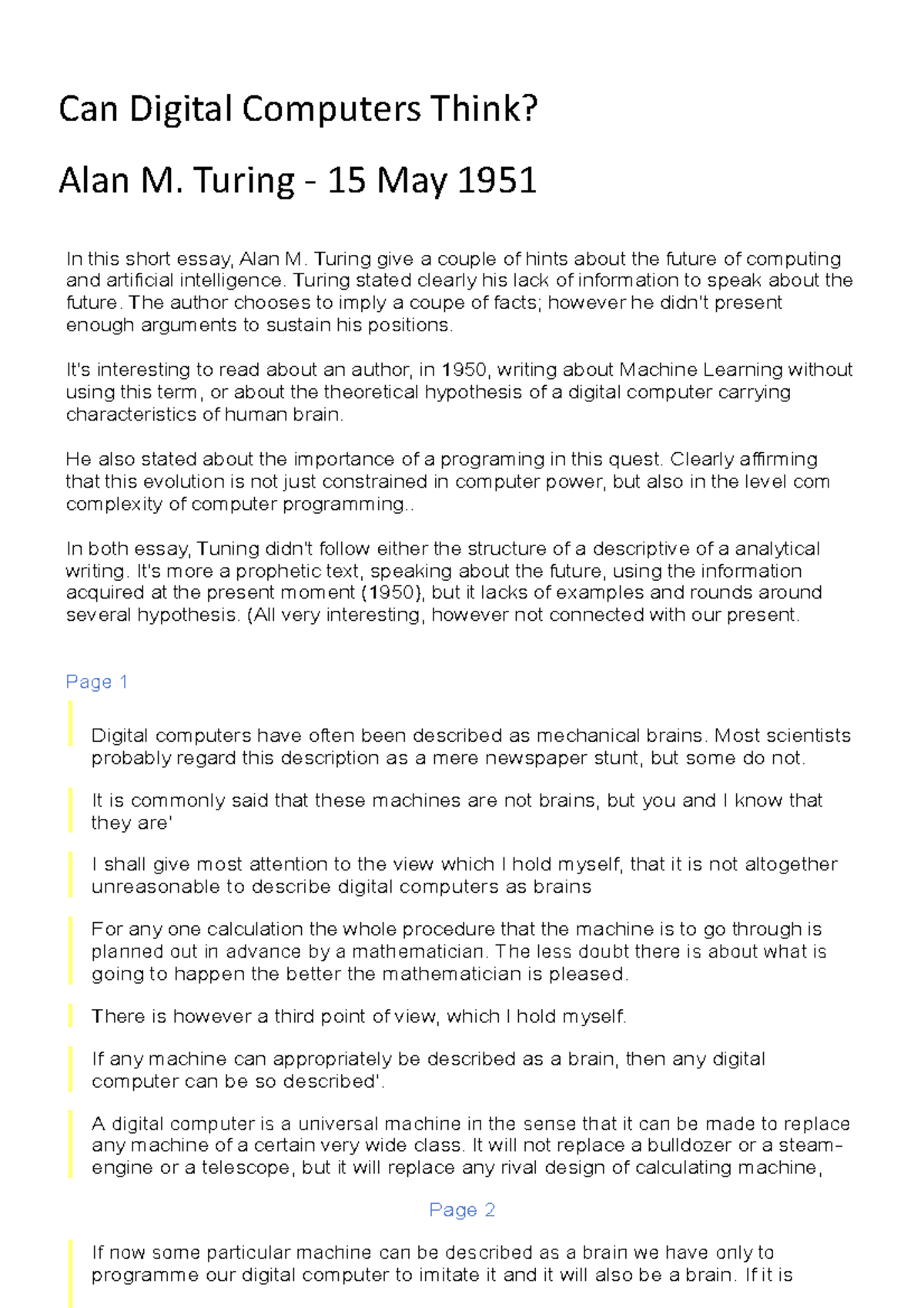 Can Digital Computers Think Tuning 1951 - Can Digital Computers Think ...