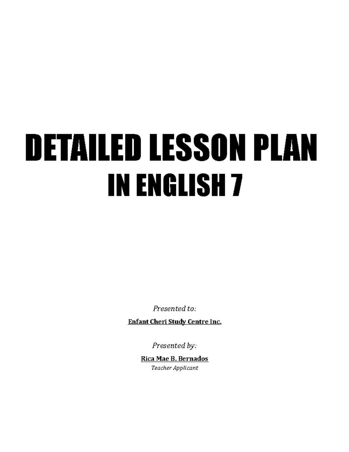LP FOR THE TWO Brother Simple Tenses - DETAILED LESSON PLAN IN ENGLISH ...