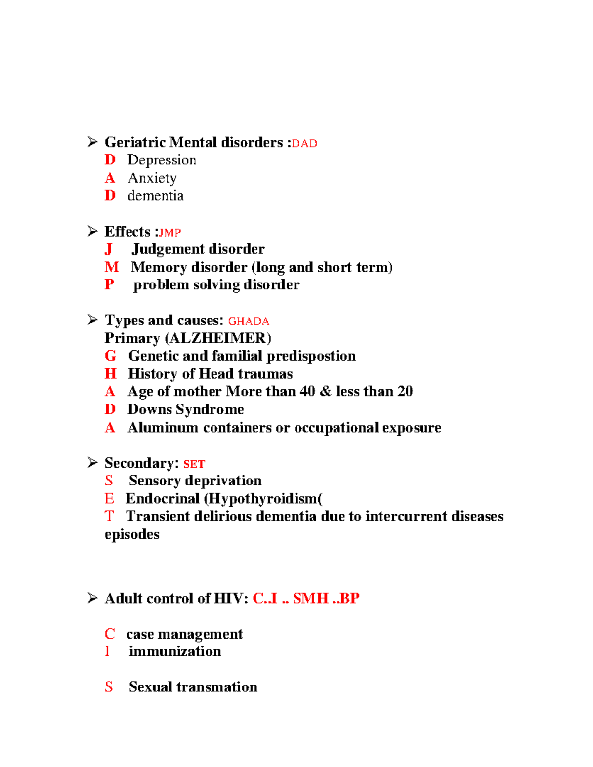Community Medicine Mnemonics - Geriatric Mental disorders :DAD D ...