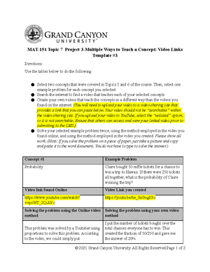 MAT 151 Project 3 - Angellee Pilkerton MAT 151 Lindsey Scholta June 26 ...