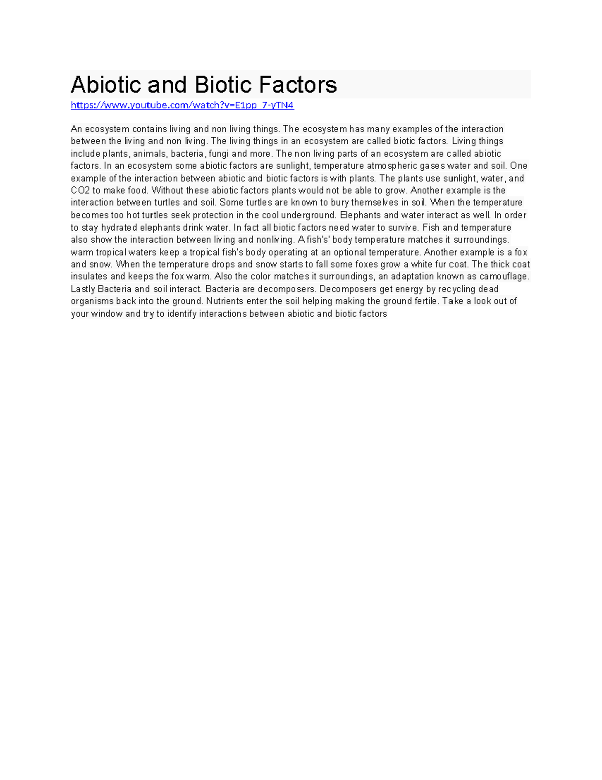 Abiotic and Biotic Factors - Abiotic and Biotic Factors youtube/watch?v ...