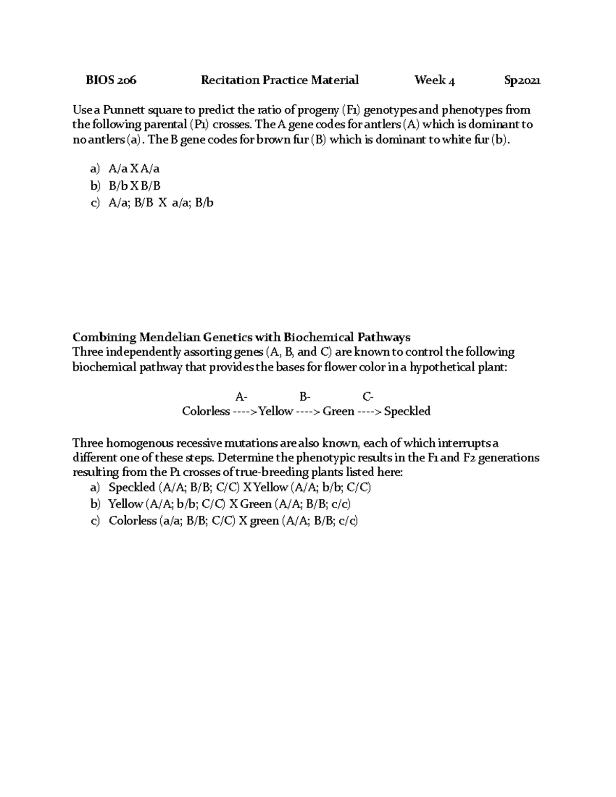 BIOS 206 Recitation Practice Material Week 4 Sp2021 - Studocu