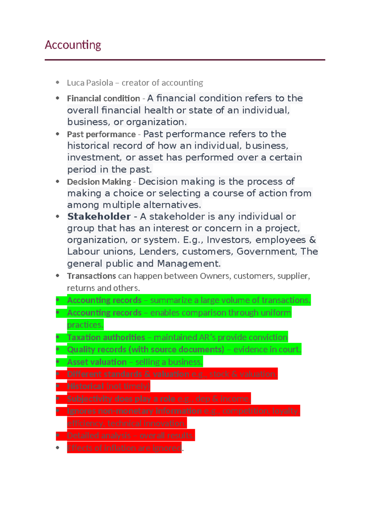 Accounting - summary - Accounting Luca Pasiola – creator of accounting ...