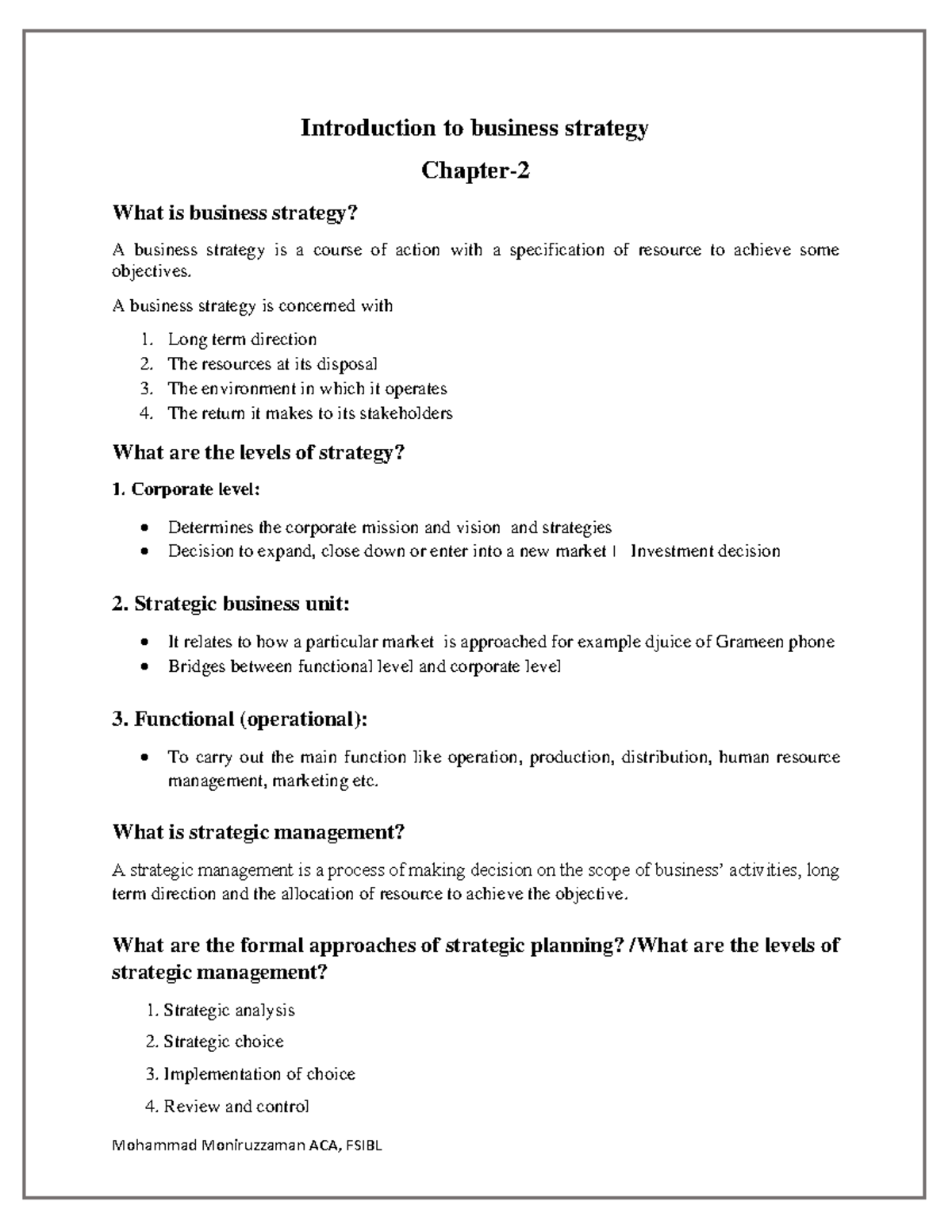 Chapter 4 Introduction to business strategy - Introduction to business ...