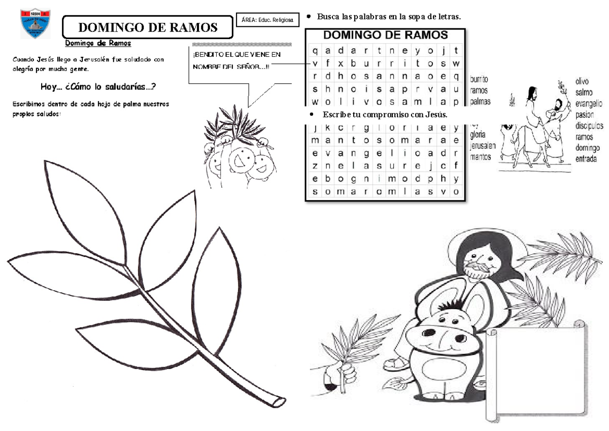 Ficha - Relig - Domingo DE Ramos - religion - Busca las palabras en la ...