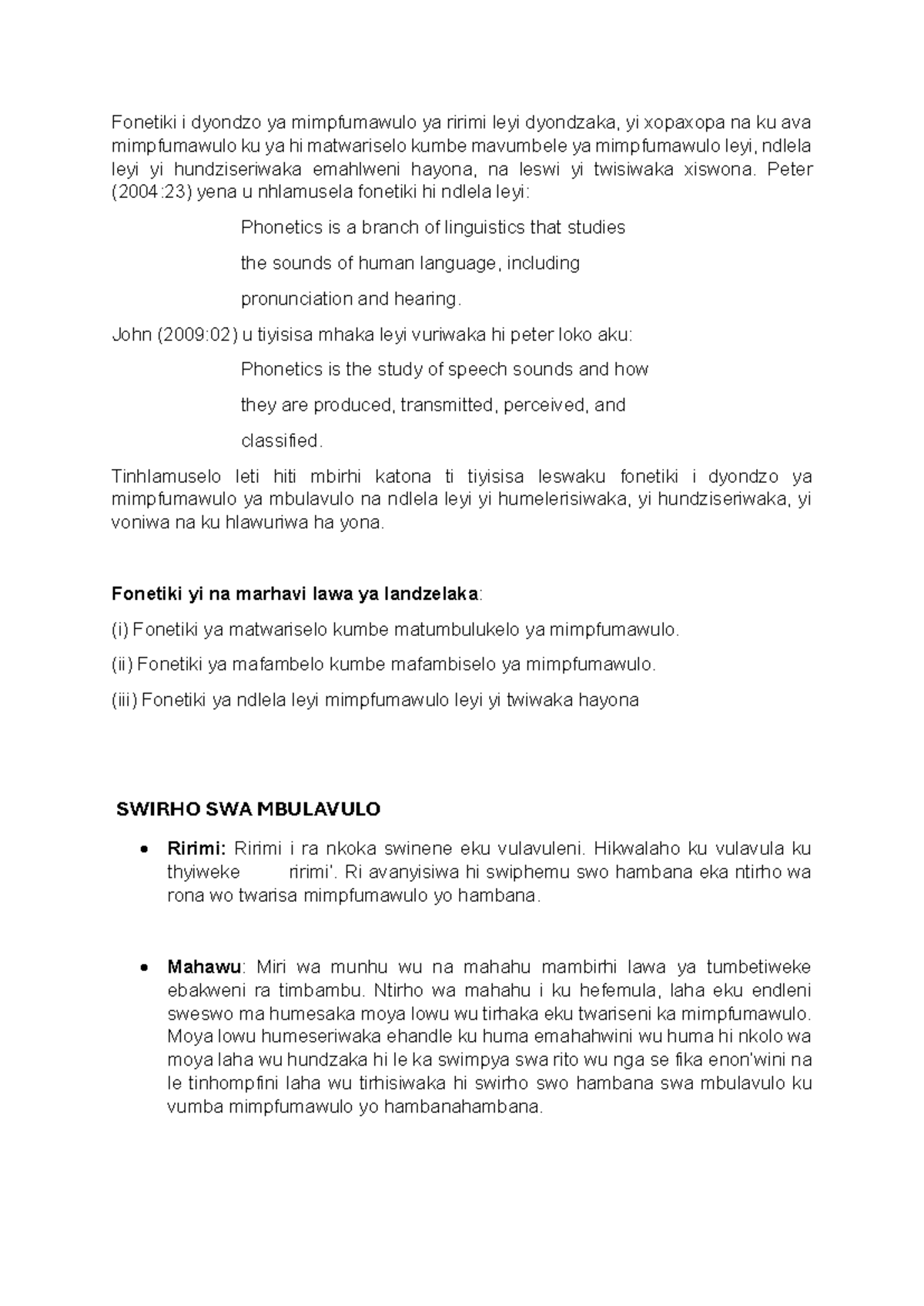 Fonetiki Notes - Fonetiki i dyondzo ya mimpfumawulo ya ririmi leyi ...