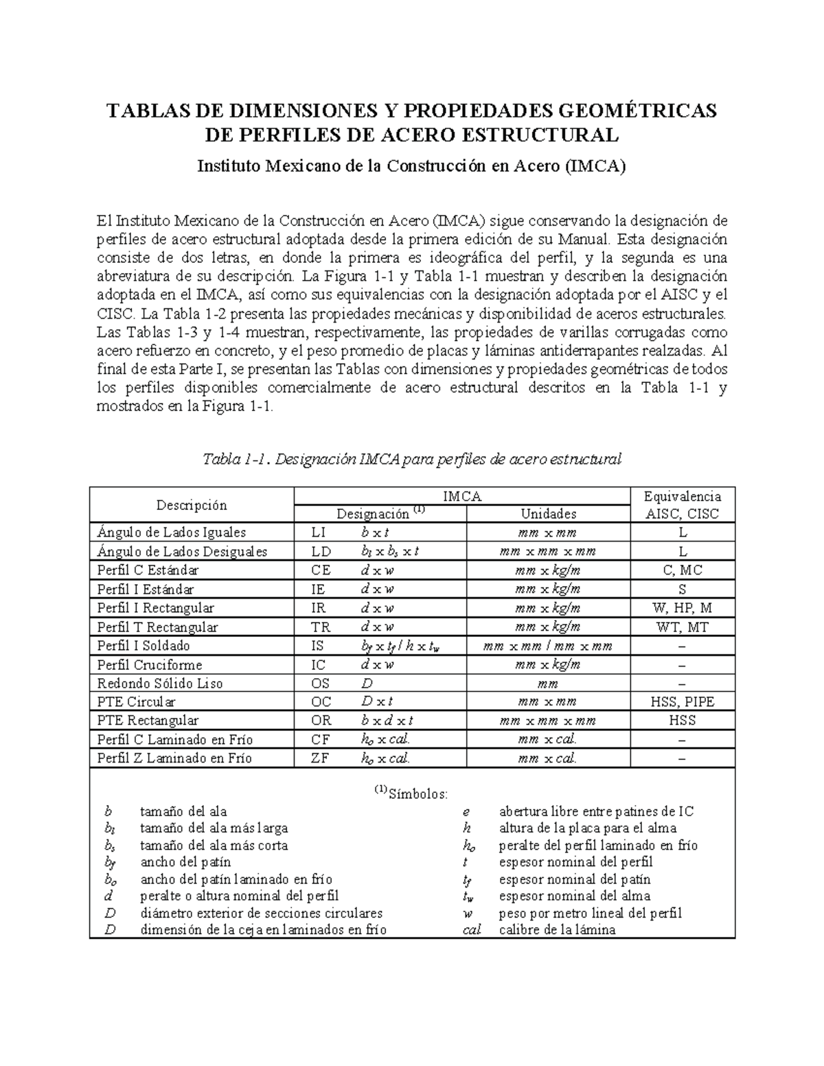 Tablas DE Dimensiones Y Propiedades GEOM - TABLAS DE DIMENSIONES Y ...
