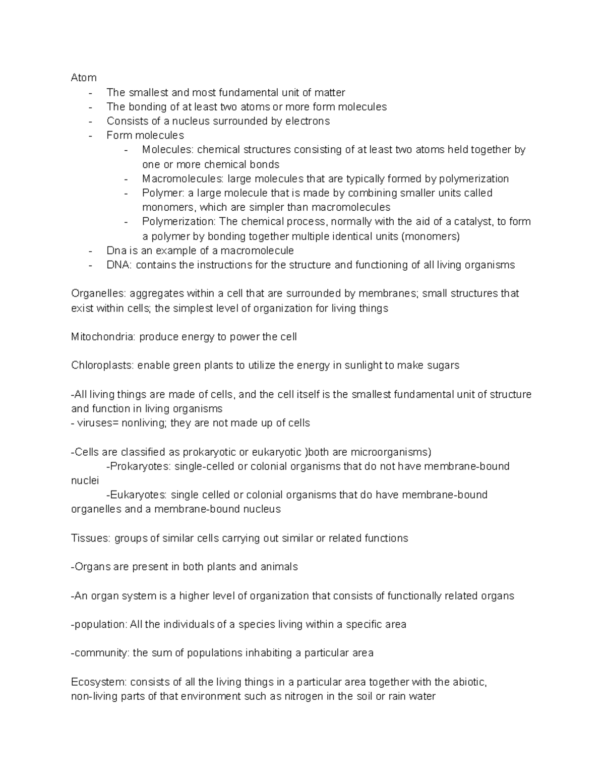 Topic 1.8-themes and concepts of biology- levels of organization of ...