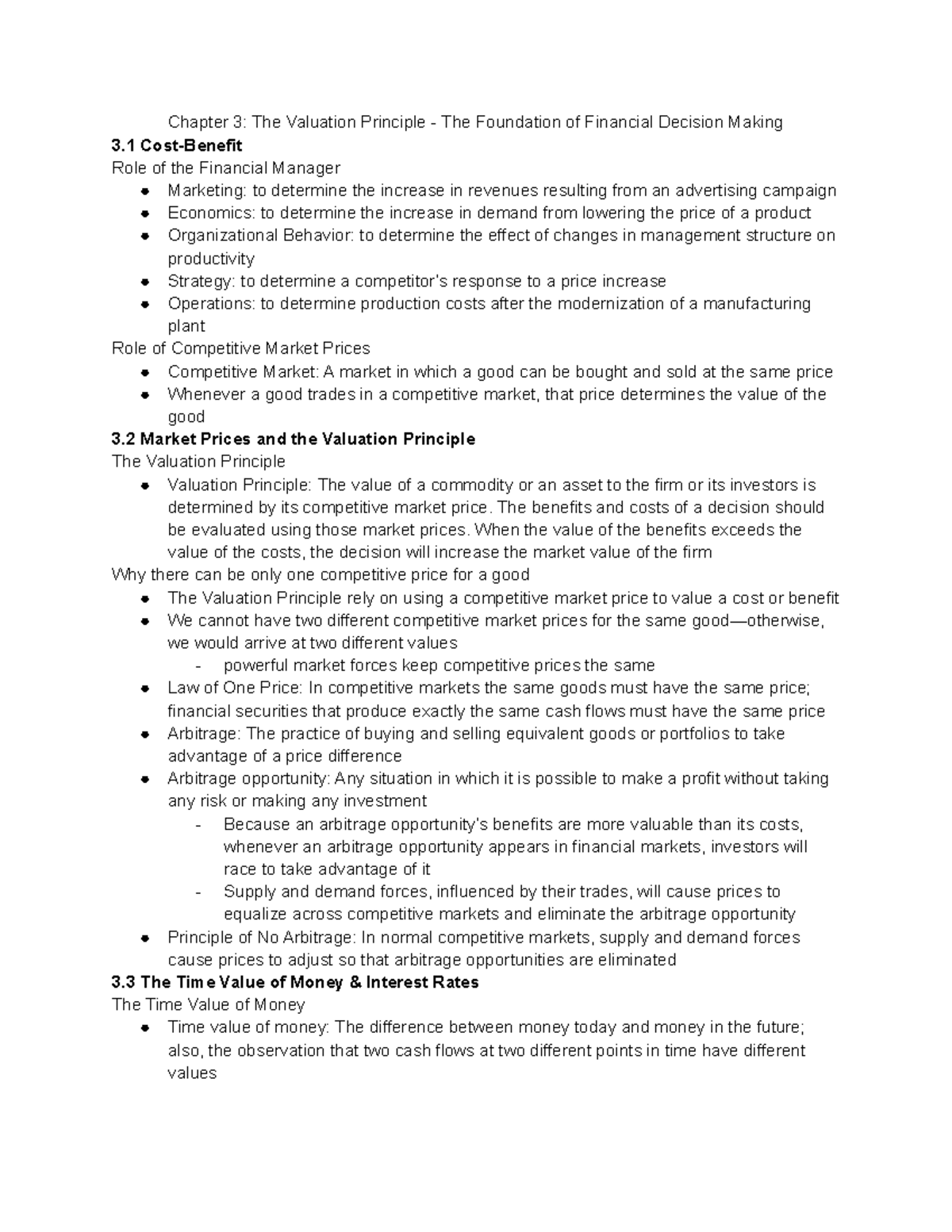 Chapter 3 - Notes - Chapter 3: The Valuation Principle - The Foundation ...