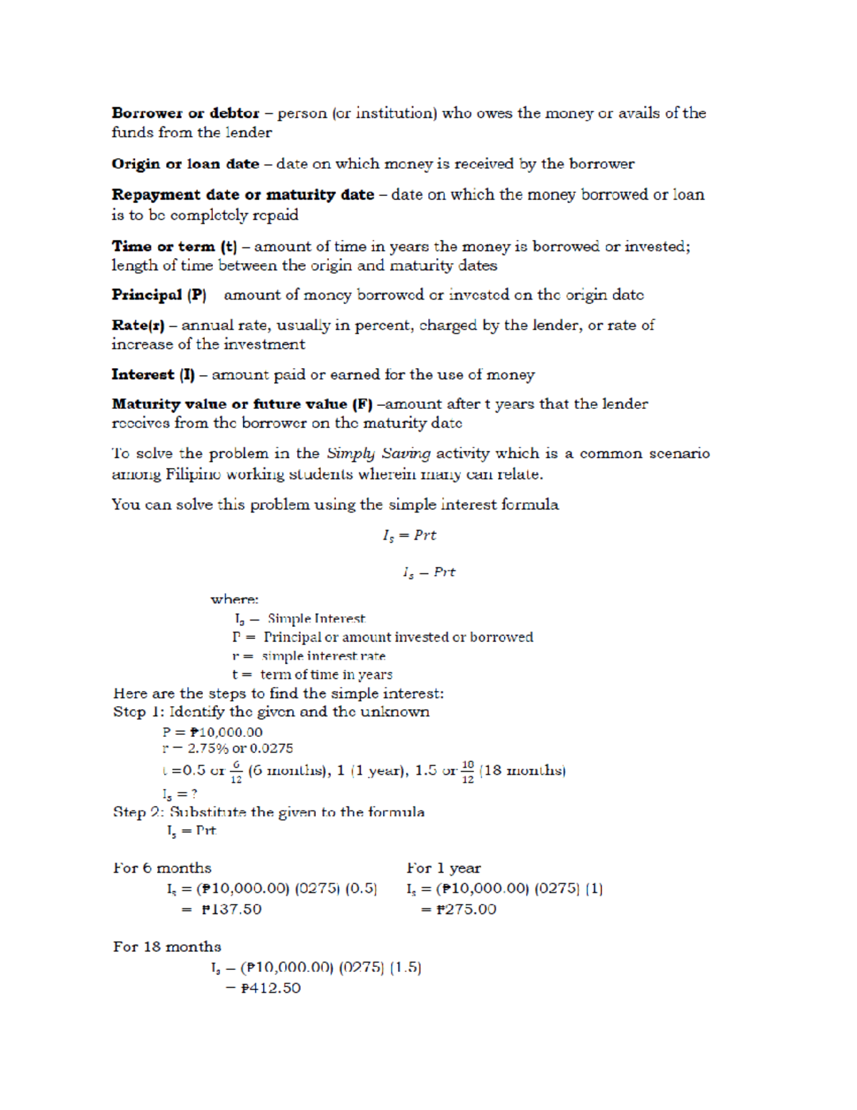 Gen Math A activity 1 - Gen math - Borrower or debtor person (or ...