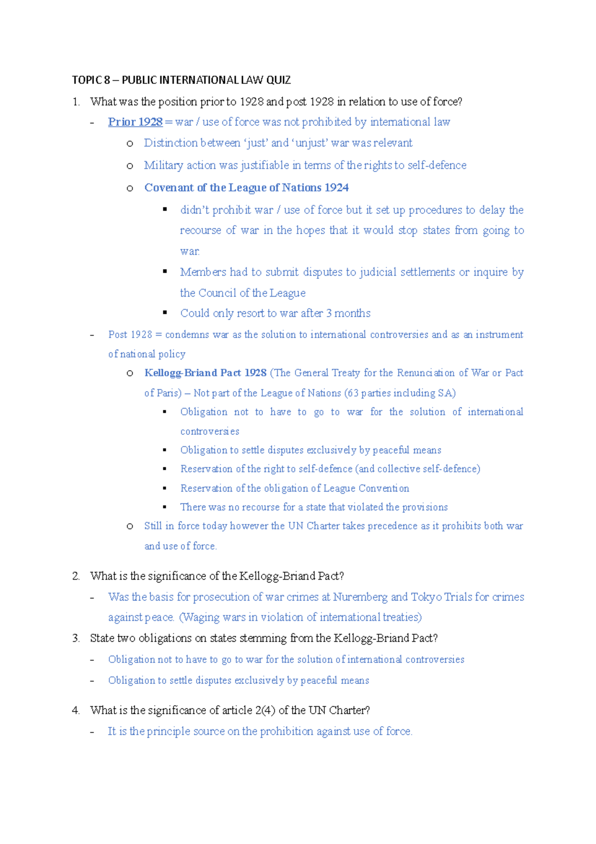 Topic 8 – Public International LAW QUIZ - TOPIC 8 – PUBLIC ...
