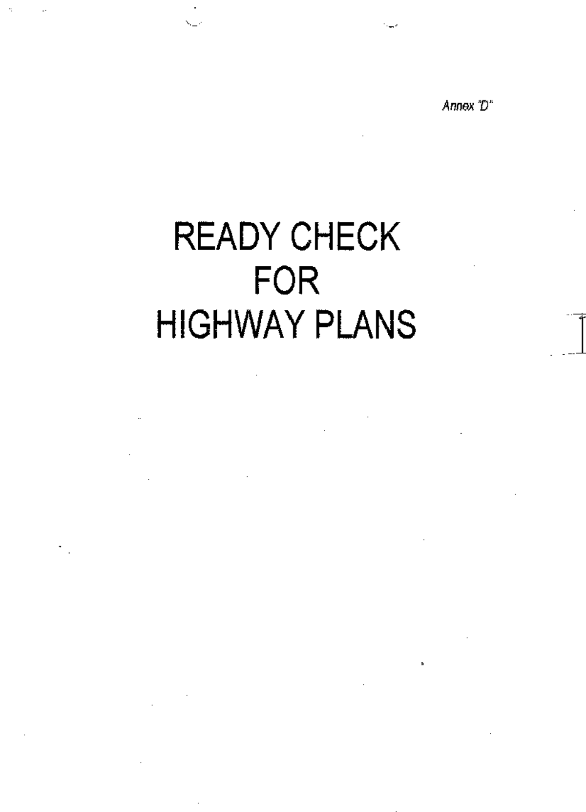Checklist Roads - Annex "D n READY CHECK FOR HIGHWAY PLAN8J ...