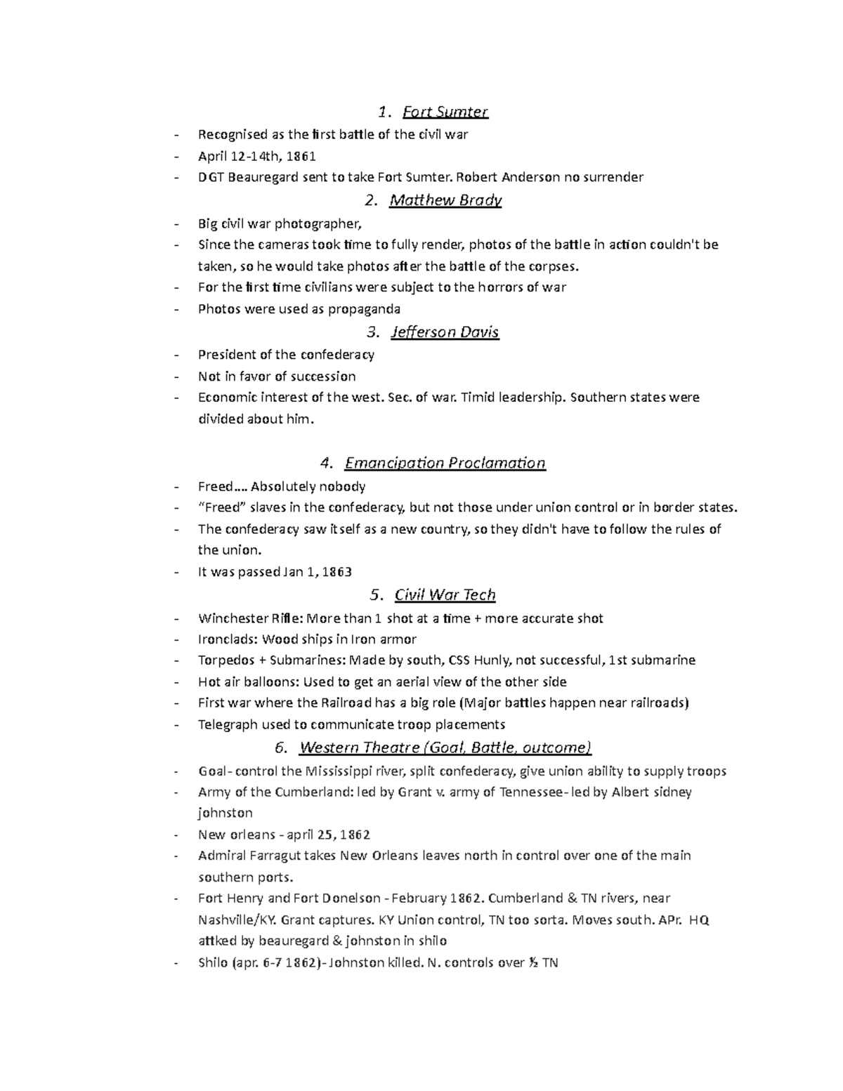 IDs test 4 - assignmet for class - 1. Fort Sumter Recognised as the ...