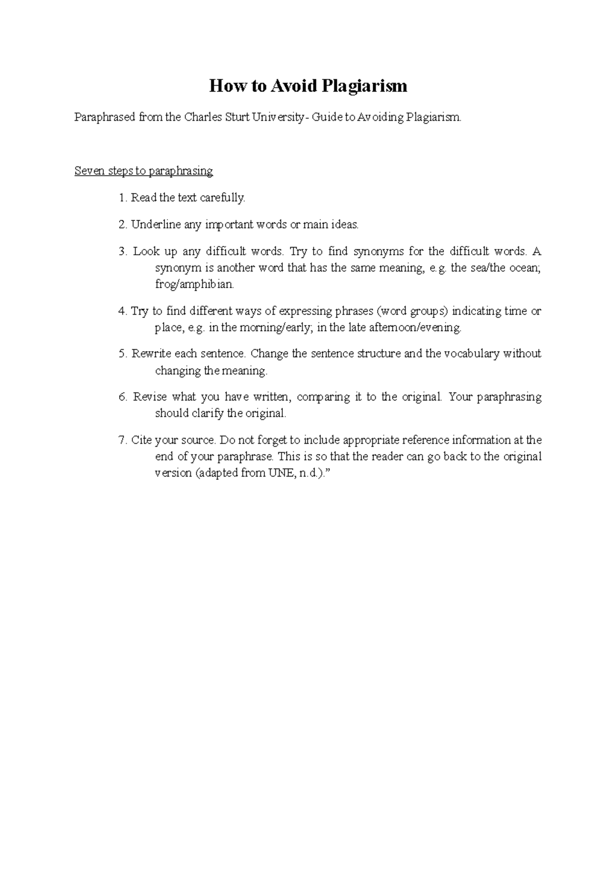 How to Avoid Plagiarism - How to Avoid Plagiarism Paraphrased from the ...