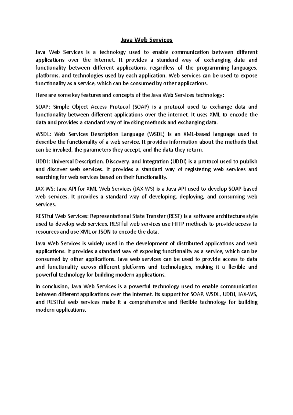 Java Web Services Java Web Services Java Web Services Is A Technology Used To Enable