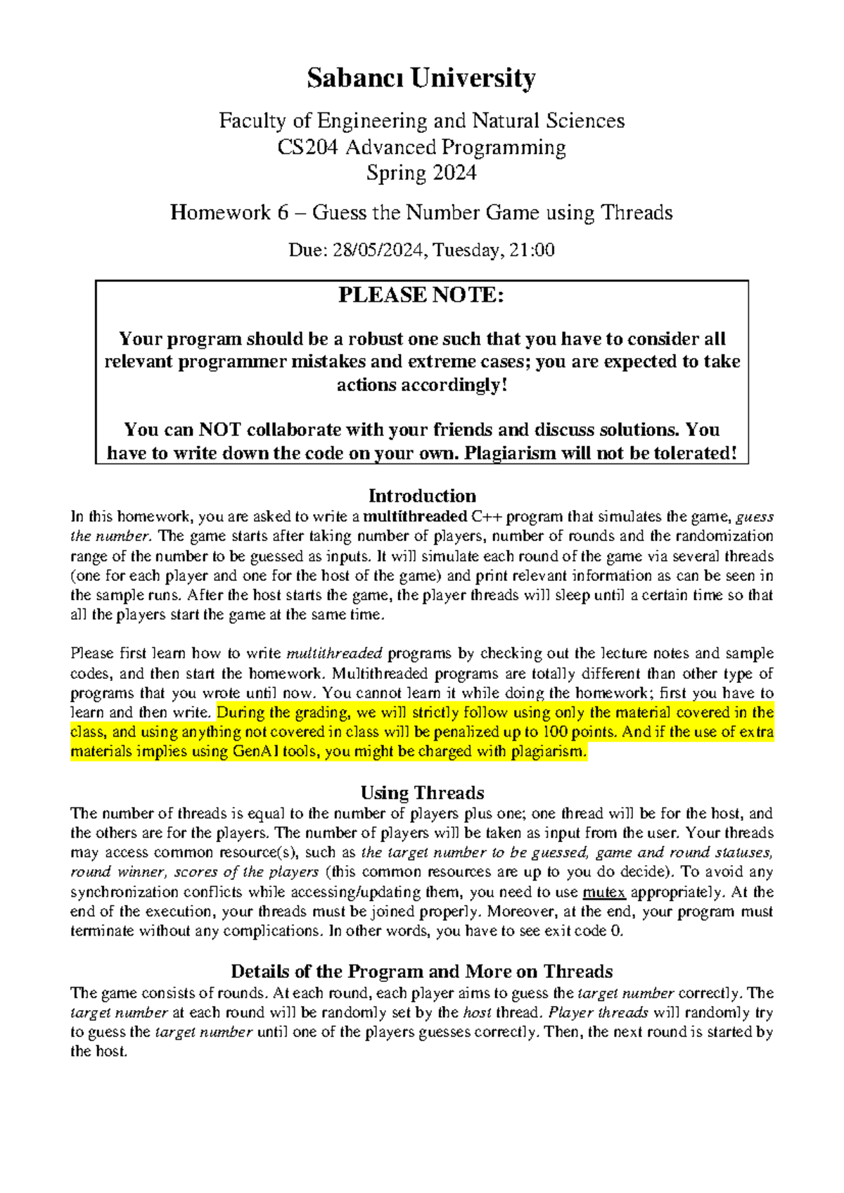 CS204 Homework 6 Spring 2024 - Sabancı University Faculty of Engineering and Natural Sciences ...