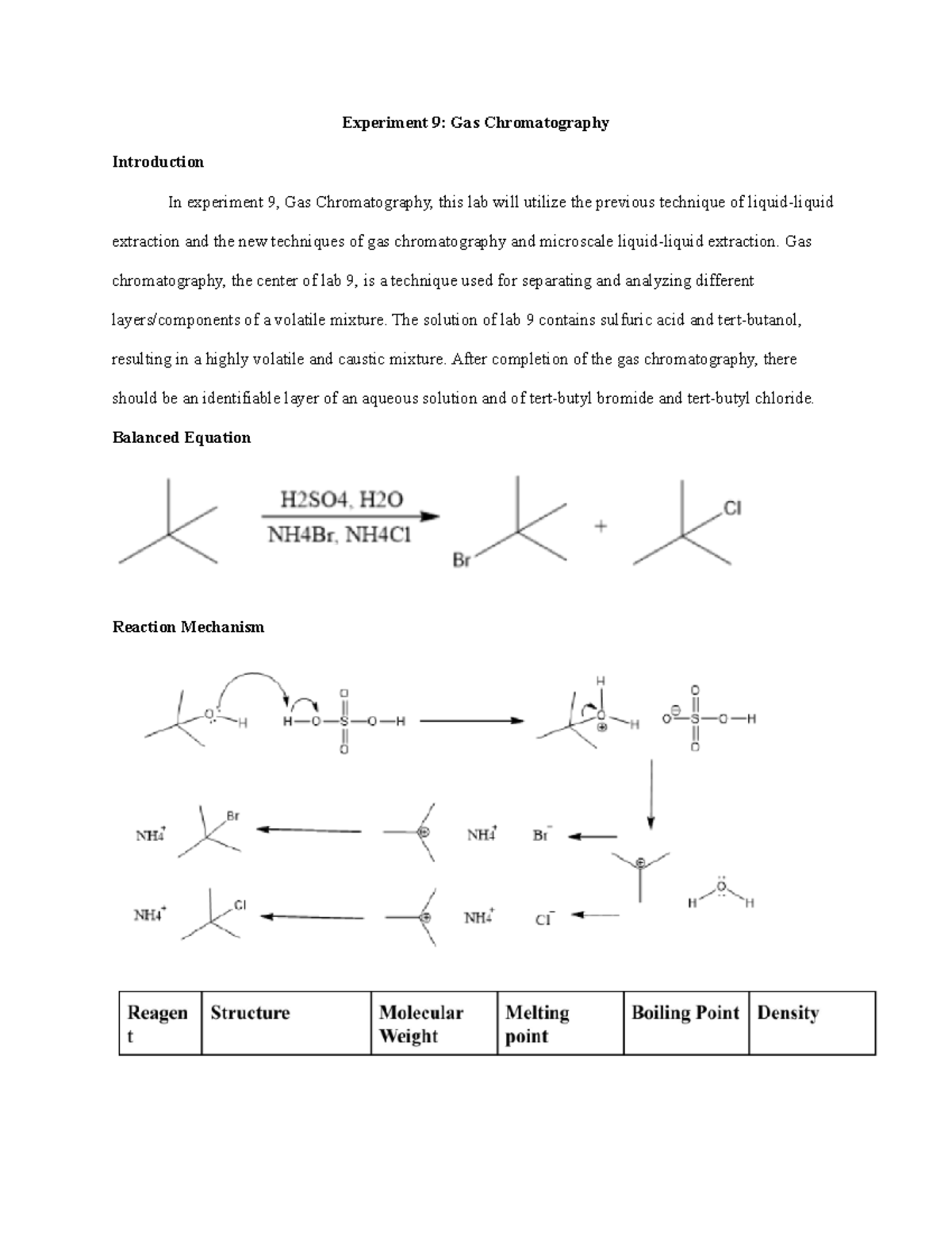 Experiment 9 Gas Chromatography - Experiment 9: Gas Chromatography ...