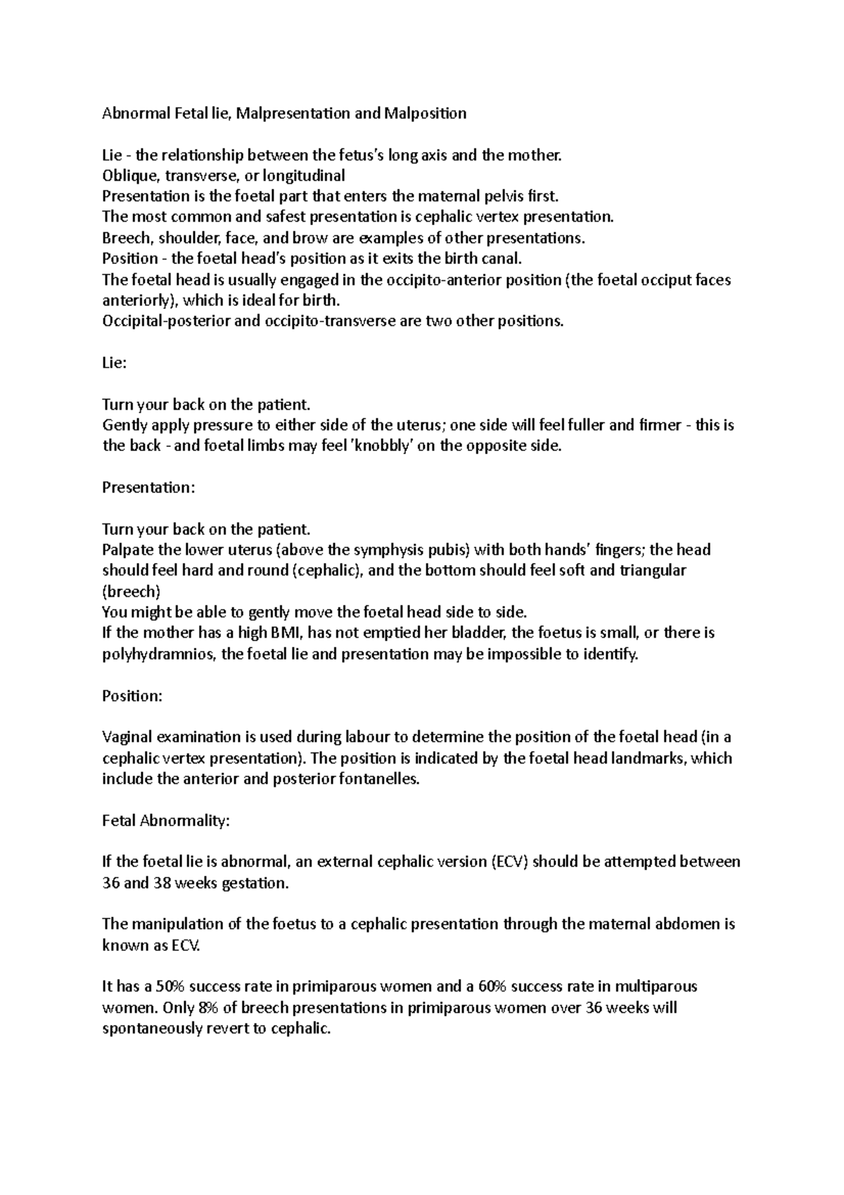 Abnormal Fetal lie, Malpresentation and Malposition - Oblique ...