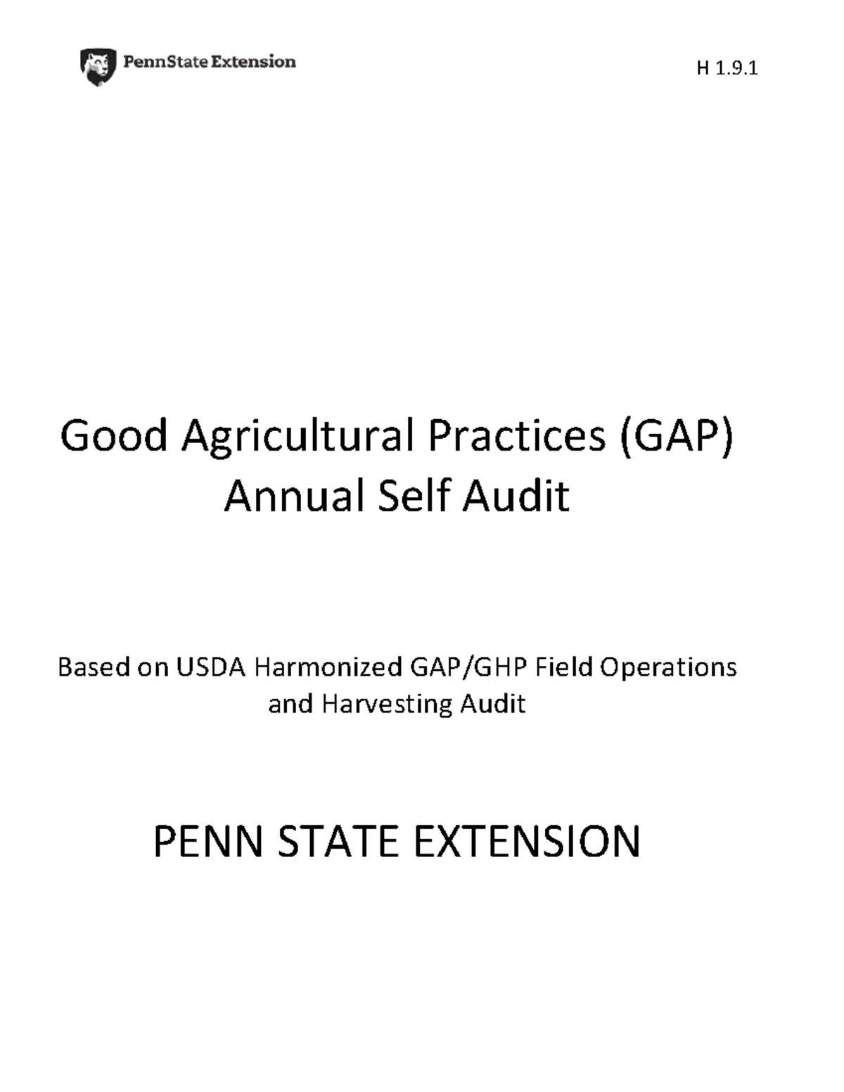 Annual self audit - H 1. Good Agricultural Practices (GAP) Annual Self ...