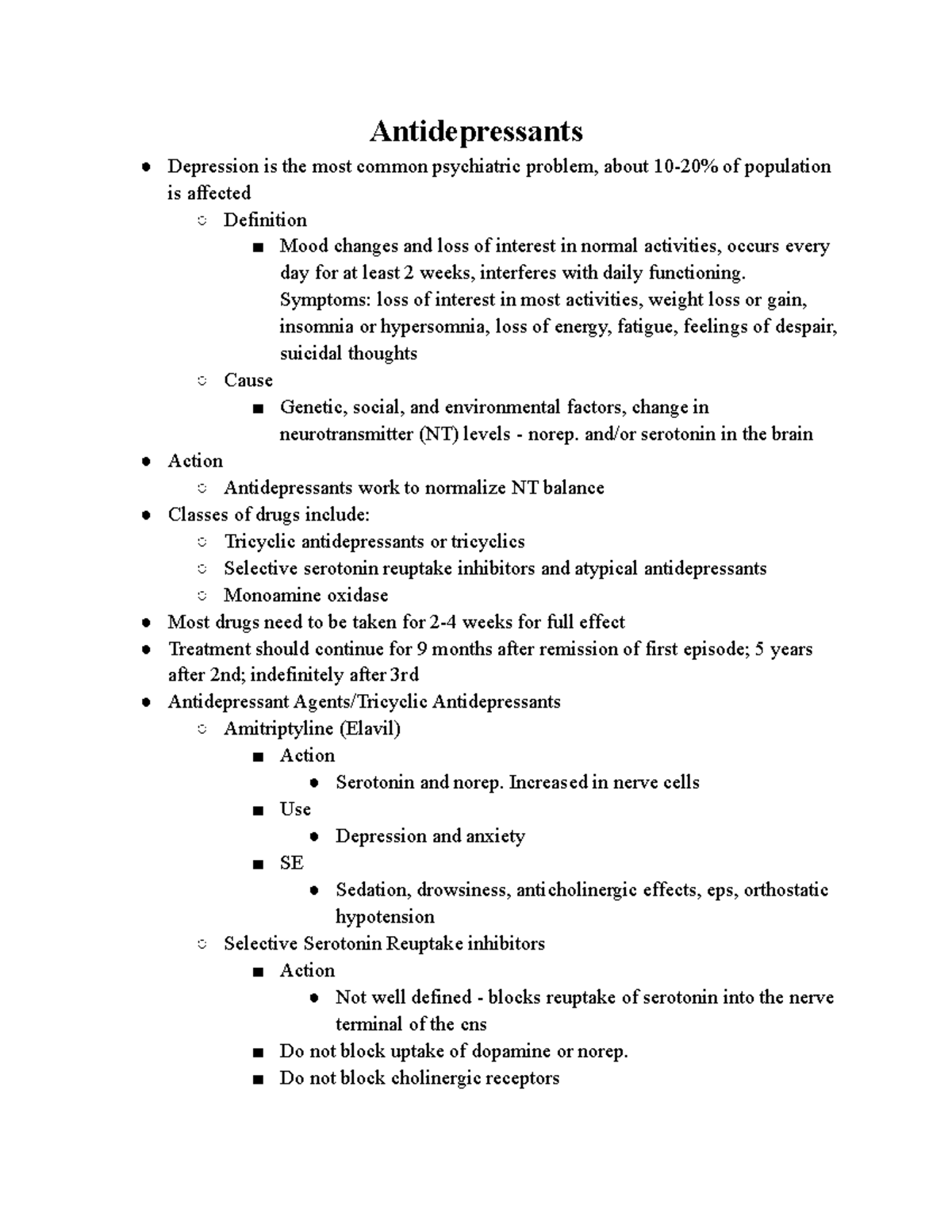 Antidepressants - Pharmacology - Antidepressants Depression is the most ...