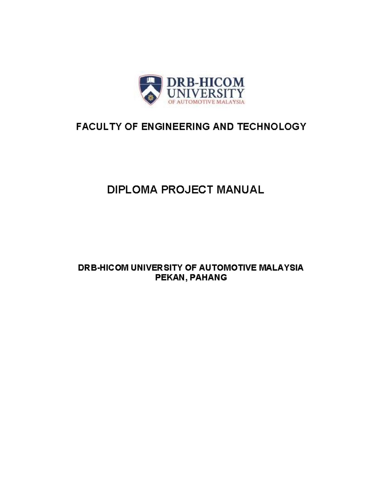 Diploma Project Manual - FACULTY OF ENGINEERING AND TECHNOLOGY DIPLOMA ...