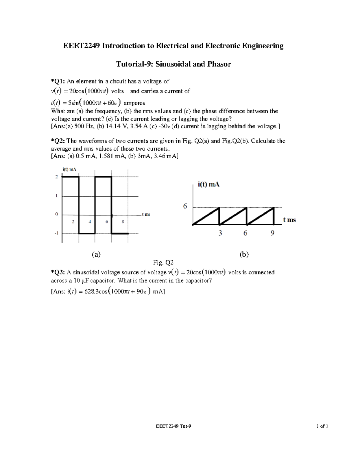 WEEK9 Questions Combined - EEET2249 Tut- 9 1 of 1 EEET2249 Introduction ...