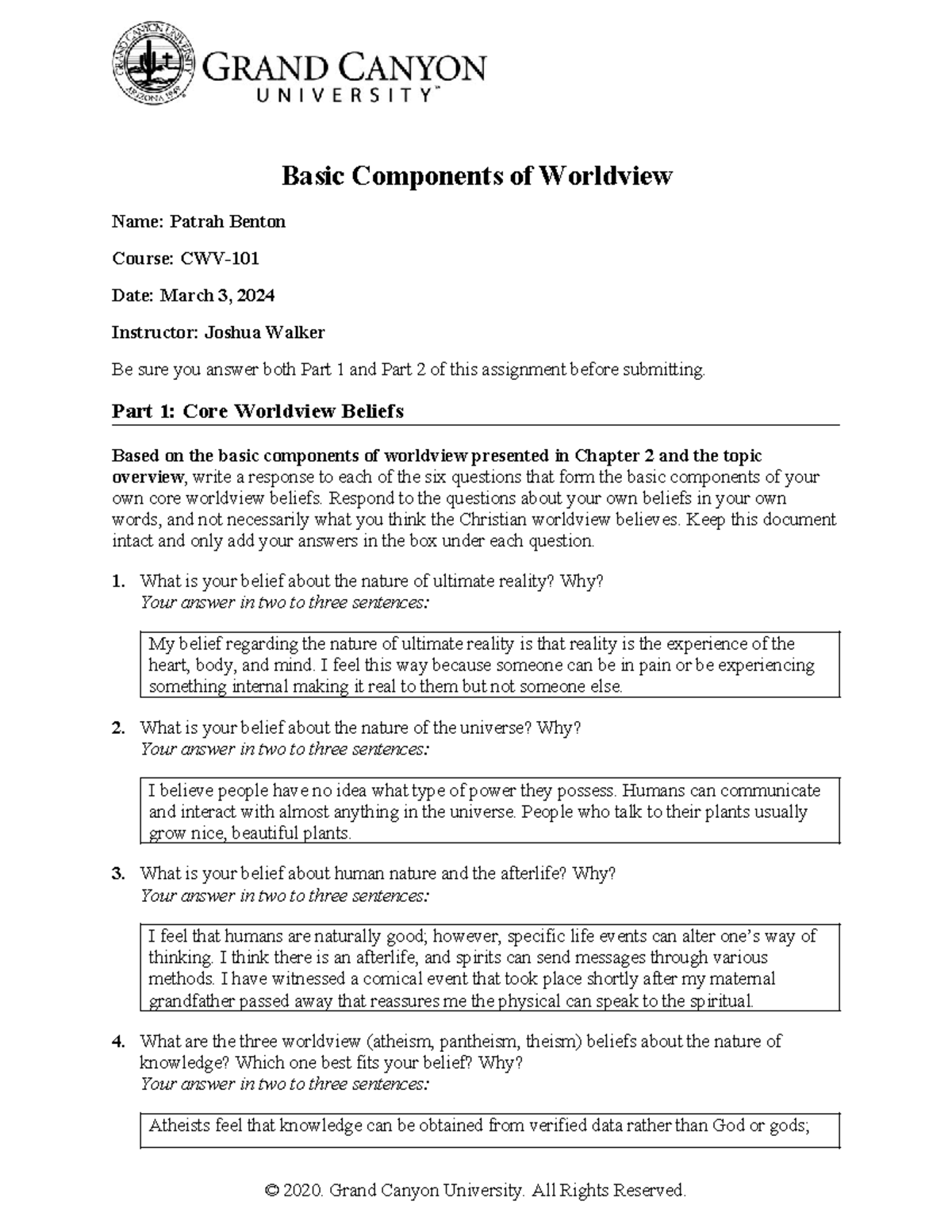 CWV 101 301 RS T1Basic Components Of Worldview - Basic Components of ...