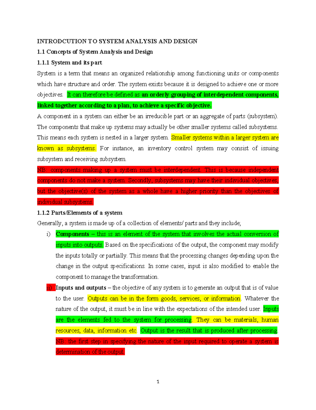 Introduction TO System Analysis AND Design - Topic 1 (2) (1) - INTRODCUTION TO SYSTEM ANALYSIS ...