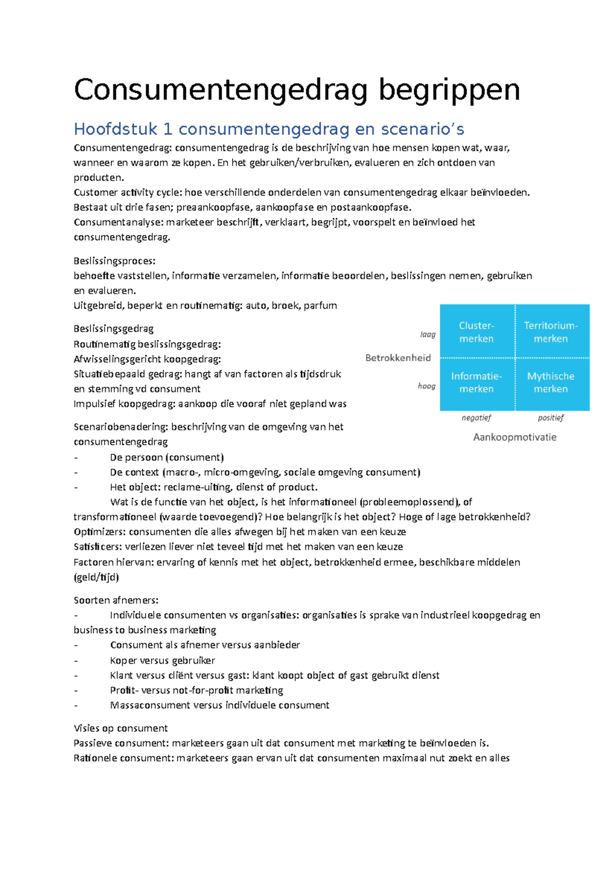 Consumentengedrag begrippen - Consumentengedrag begrippen Hoofdstuk 1 ...