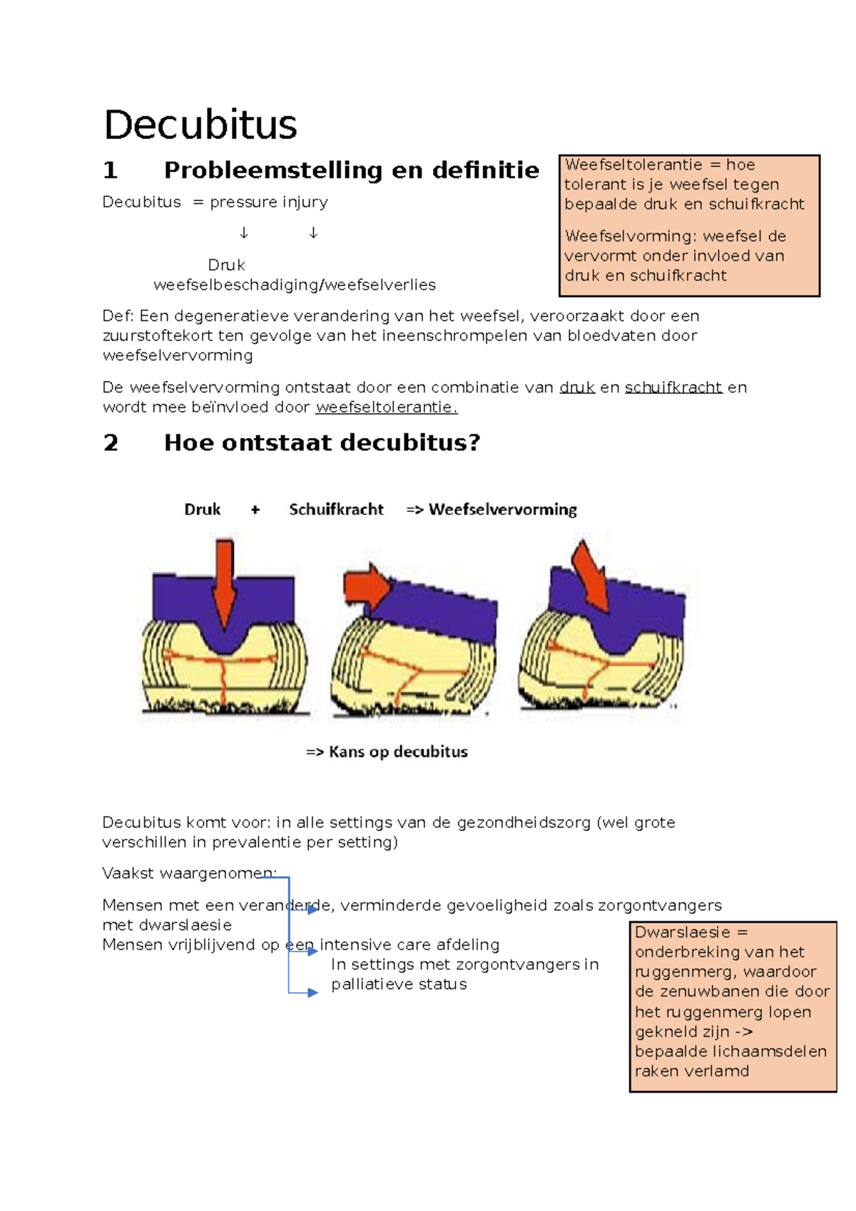 # decubitus samenvatting - Decubitus 1 Probleemstelling en definitie ...