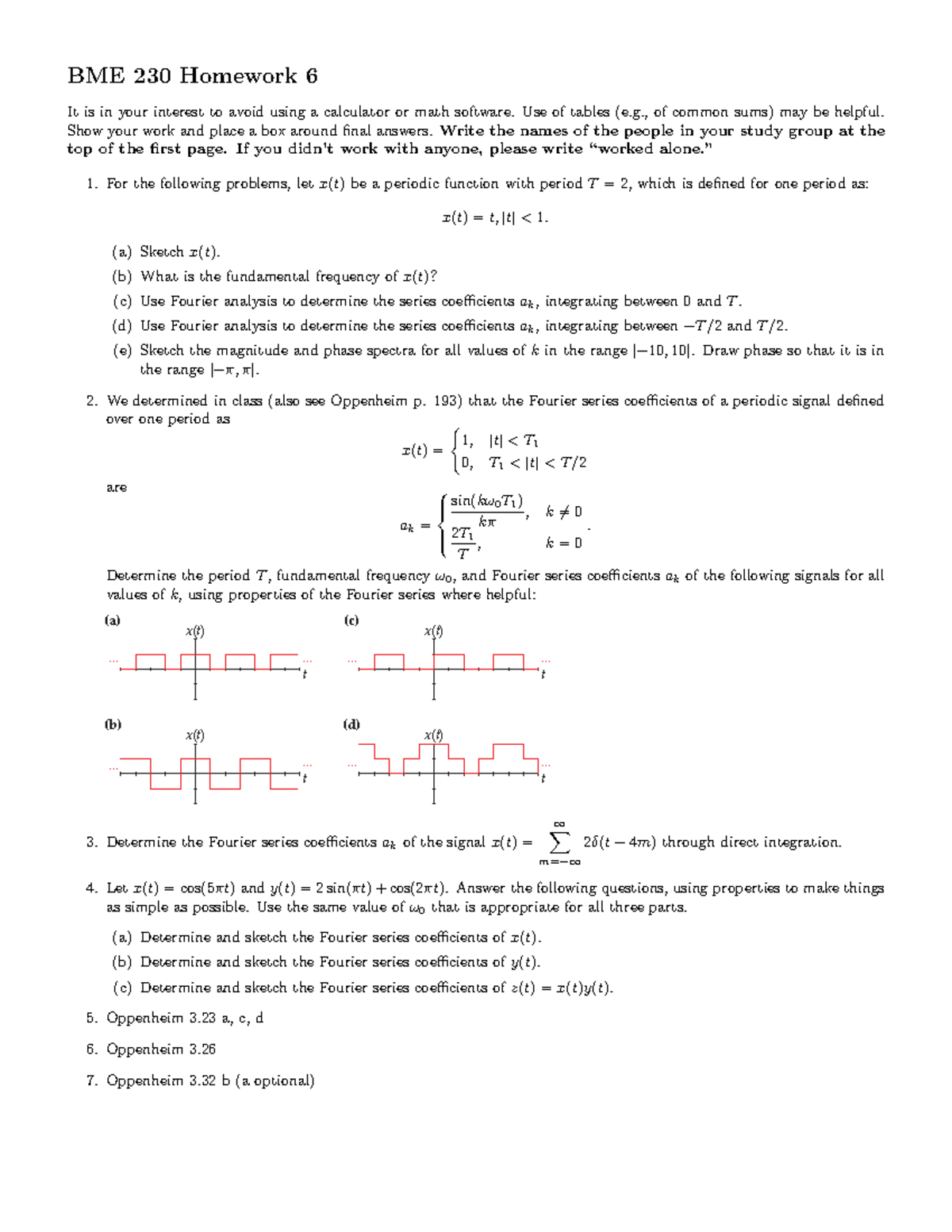 Hw6 Homework 6 Instructions Bme 230 Homework 6 It Is In Your Interest To Avoid Using A