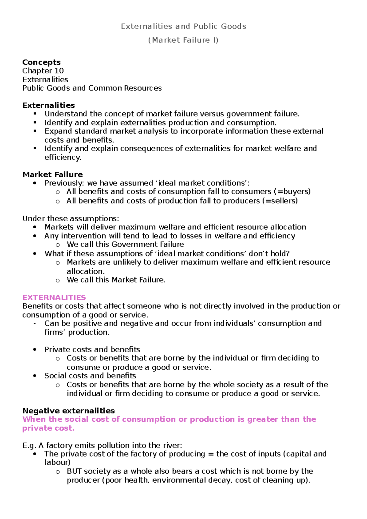 Externalities and Public Goods - Externalities and Public Goods (Market ...