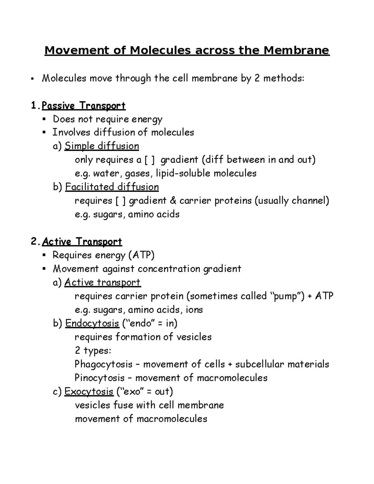 Teacher Notes-Movement of Molecules across the Membrane - BIOL 111 ...