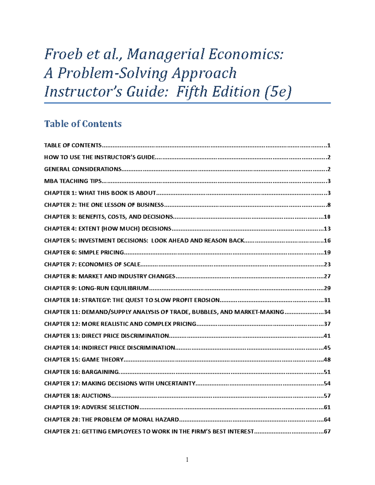 Managerial Economics: A Problem-Solving Approach 5th Edition - Froeb et ...