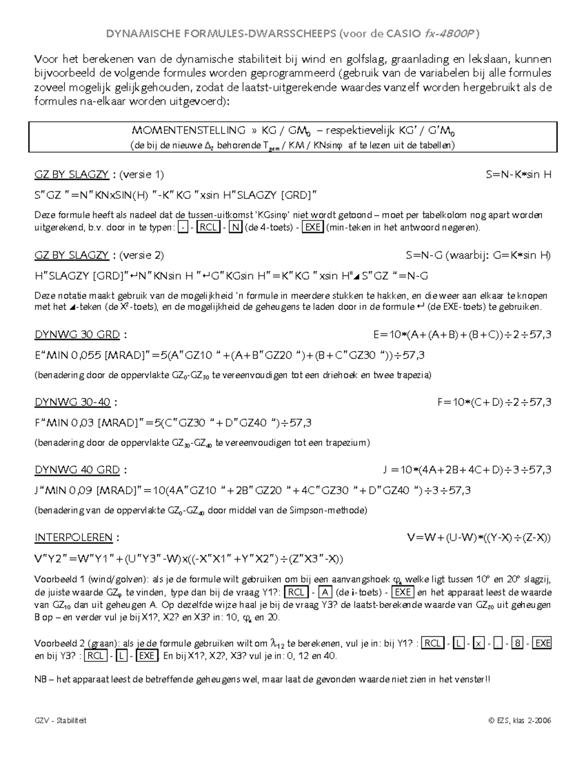 GZV STAB form dyn - samenvatting - DYNAMISCHE FORMULES-DWARSSCHEEPS ...