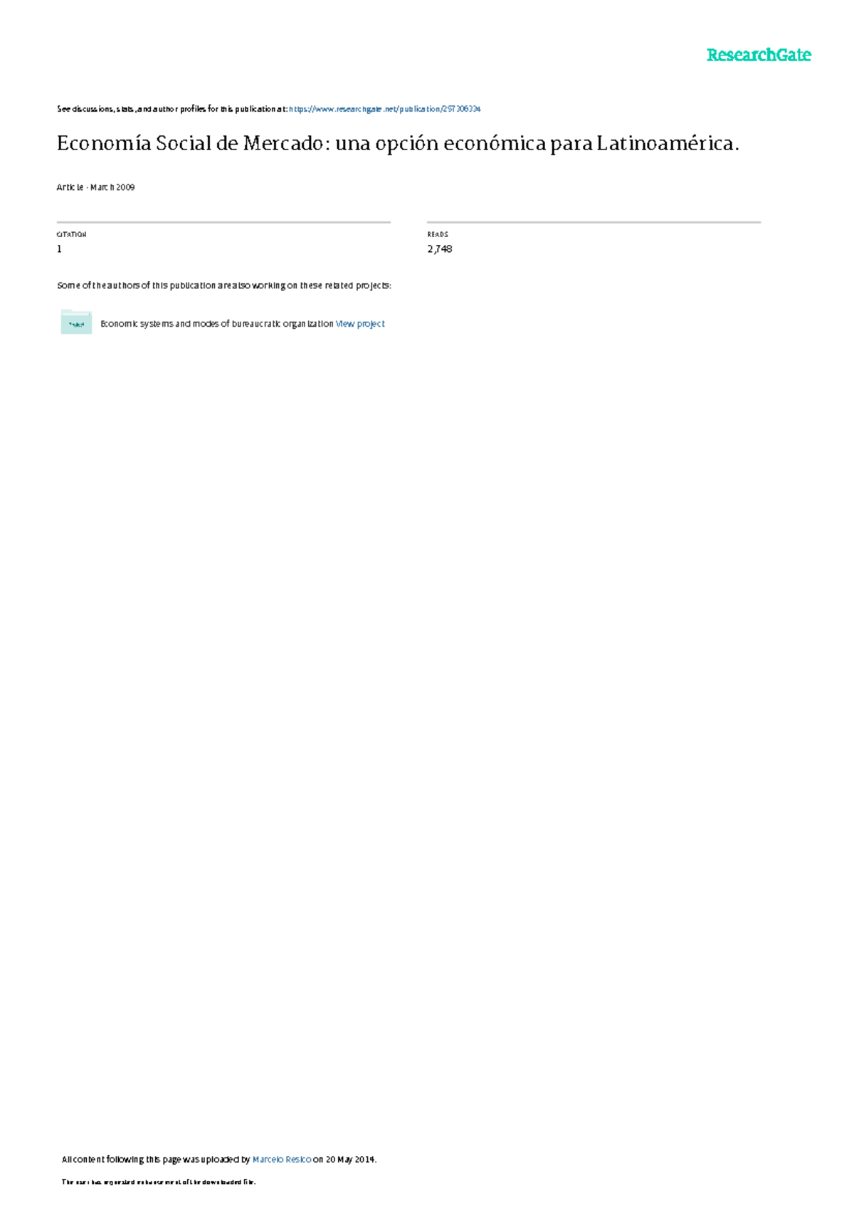 Economía Social de Mercado - una opcion para latianoamerica - Marcelo ...