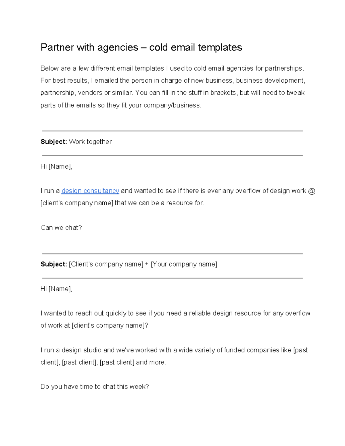 Agency Cold Email Template - Partner with agencies – cold email ...