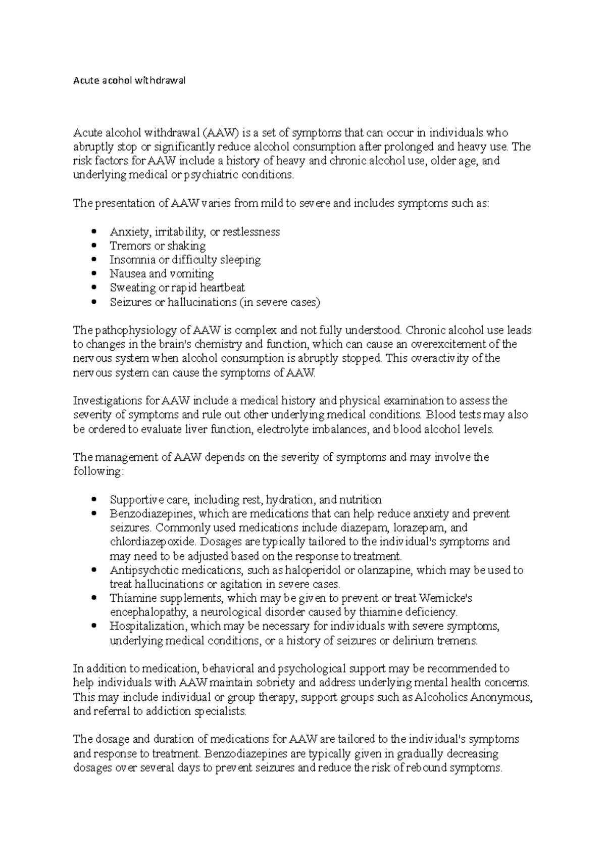 Acute acohol withdrawal - Acute acohol withdrawal Acute alcohol ...