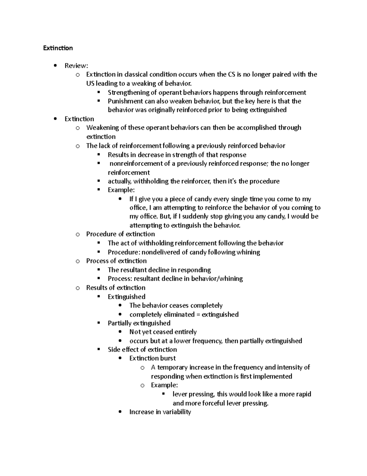 Extinction - Overview of lecture notes, homework, textbook readings ...