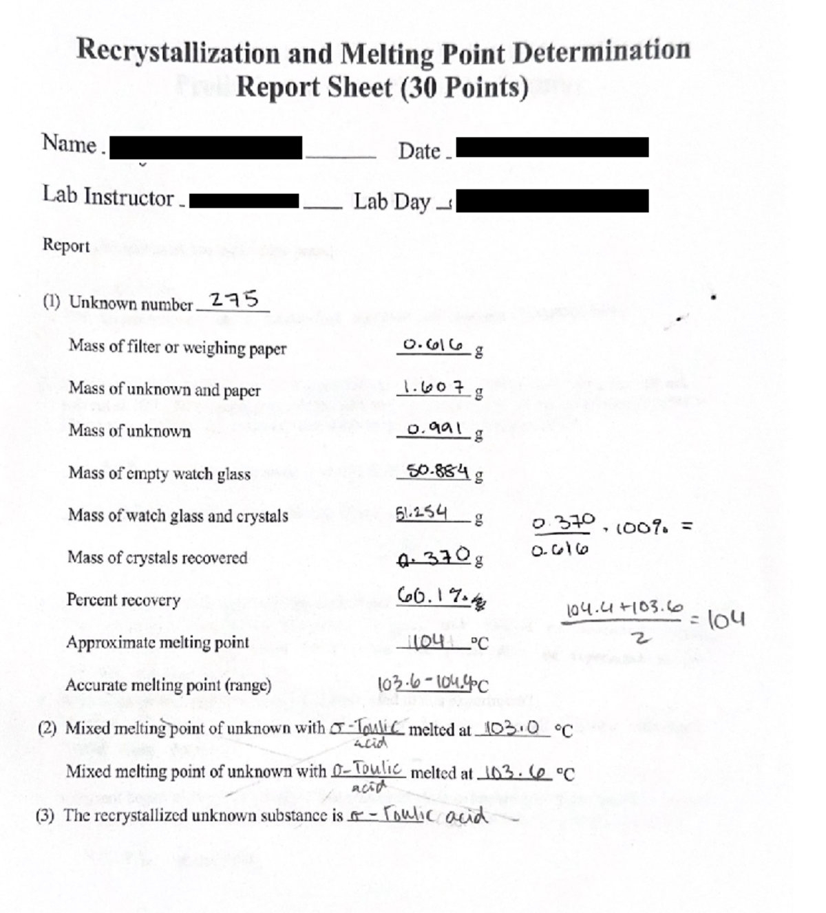 Recrystallization Post Lab - CHEM 1162 - Studocu