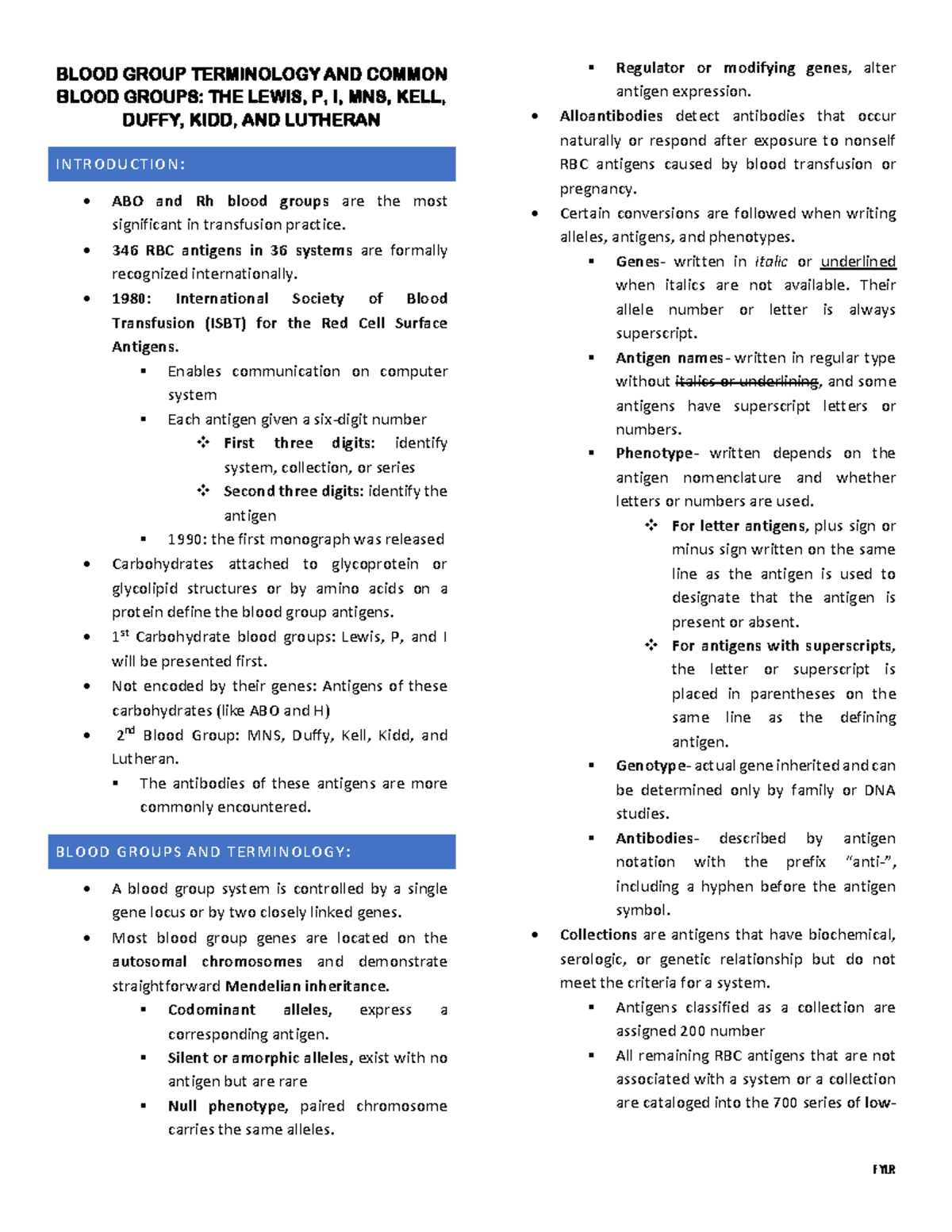 Blood Group Terminology AND Common Blood Groups - BLOOD GROUP ...