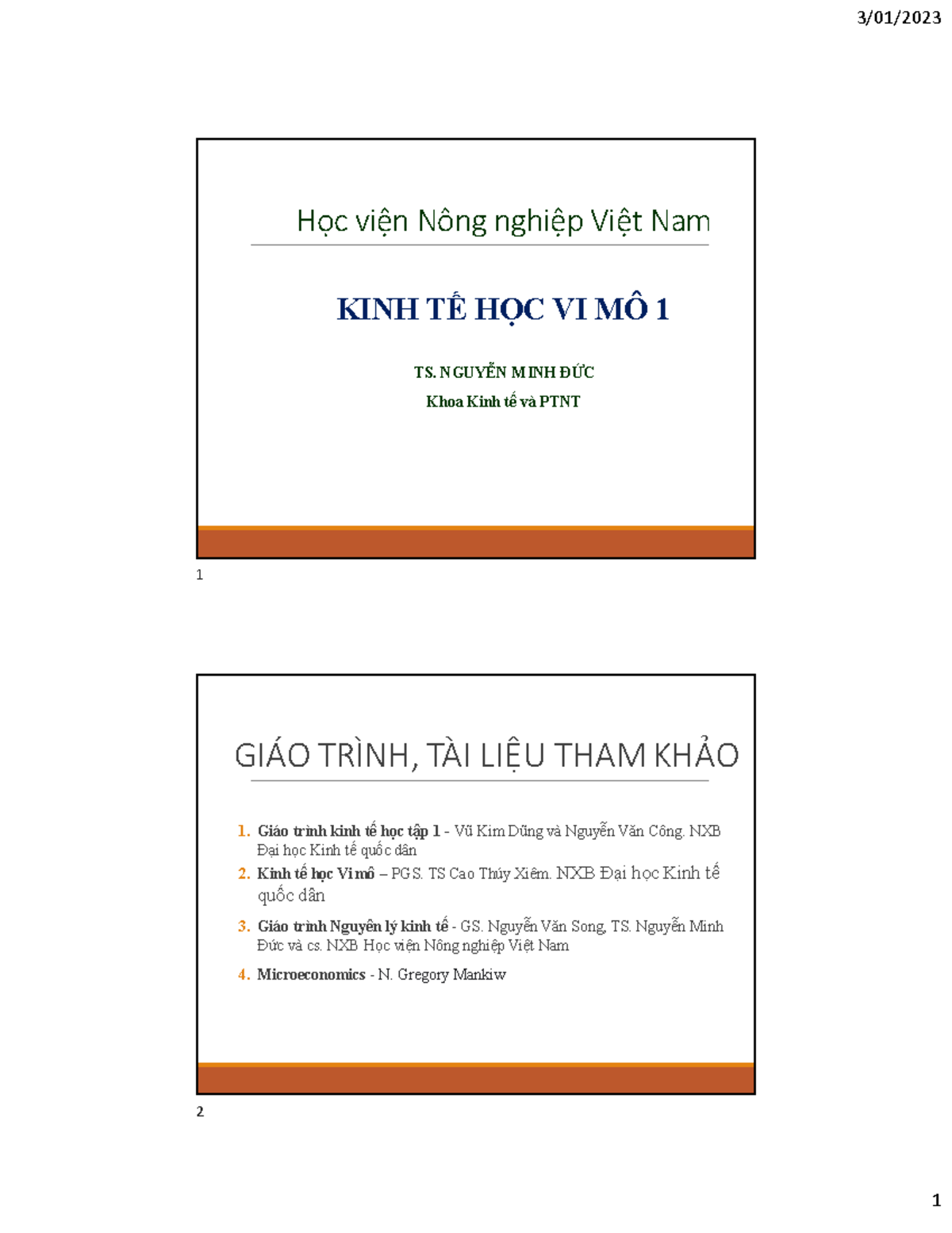 KT vi mô 1 Chương 1 - NGUYEN MINH DUC's - KINH TẾ HỌC VI MÔ 1 TS. NGUYỄN MINH ĐỨC Khoa Kinh tế ...