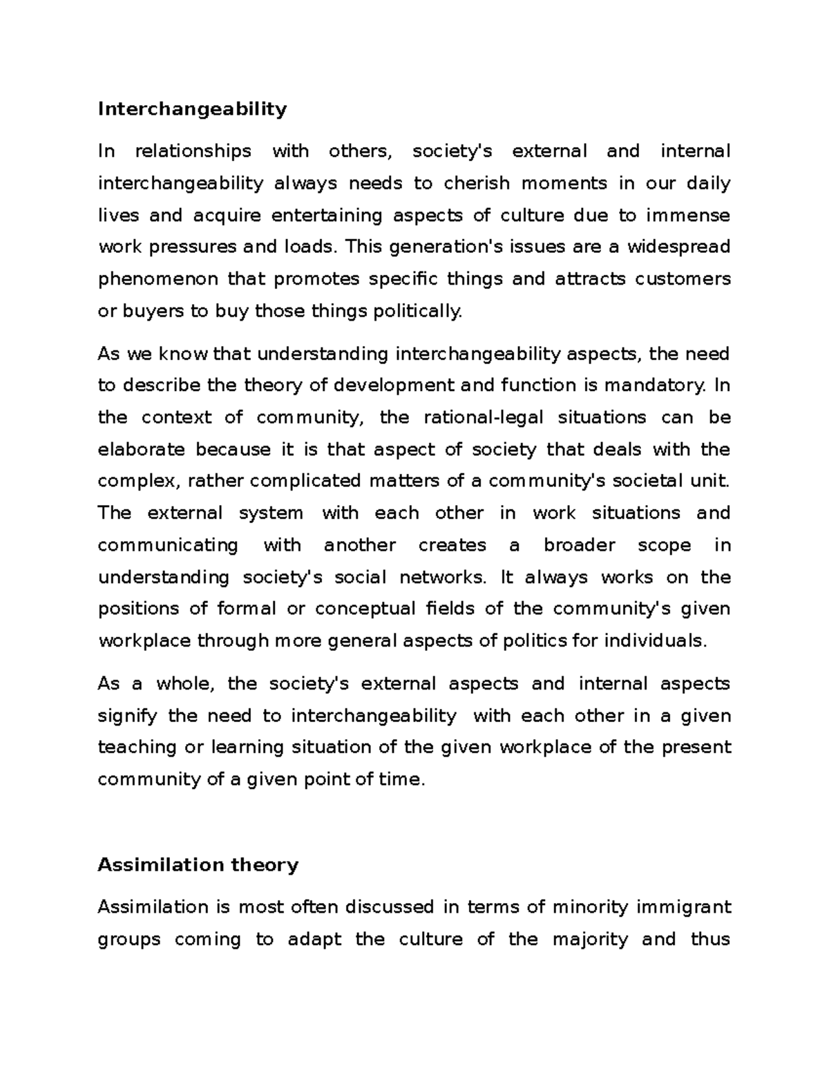 Interchangeability - Useful material for this course ...