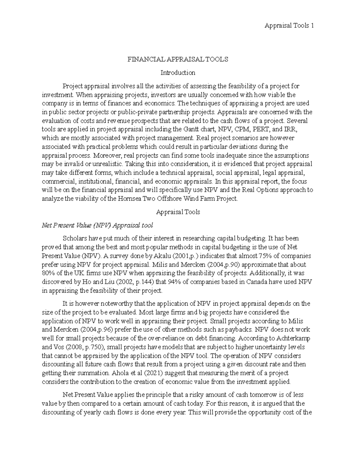 Financial Appraisal Tools - FINANCIAL APPRAISAL TOOLS Introduction ...