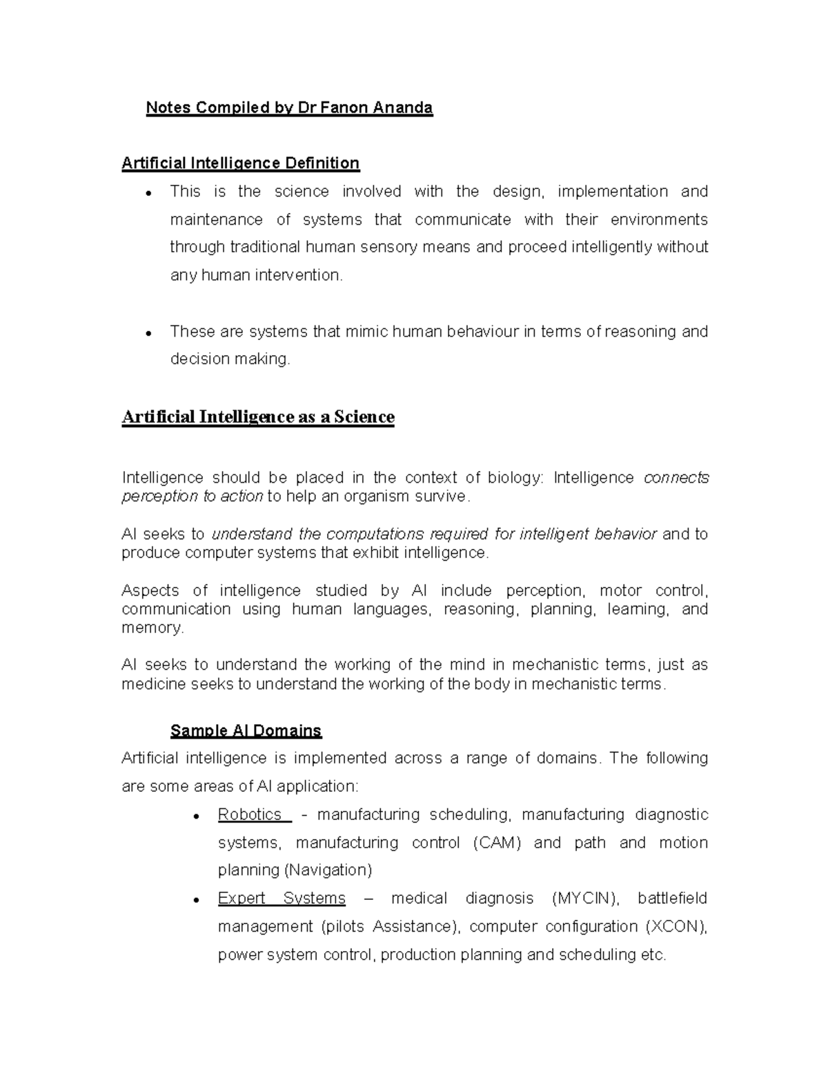 5.AI Notes - AI body - Notes Compiled by Dr Fanon Ananda Artificial ...