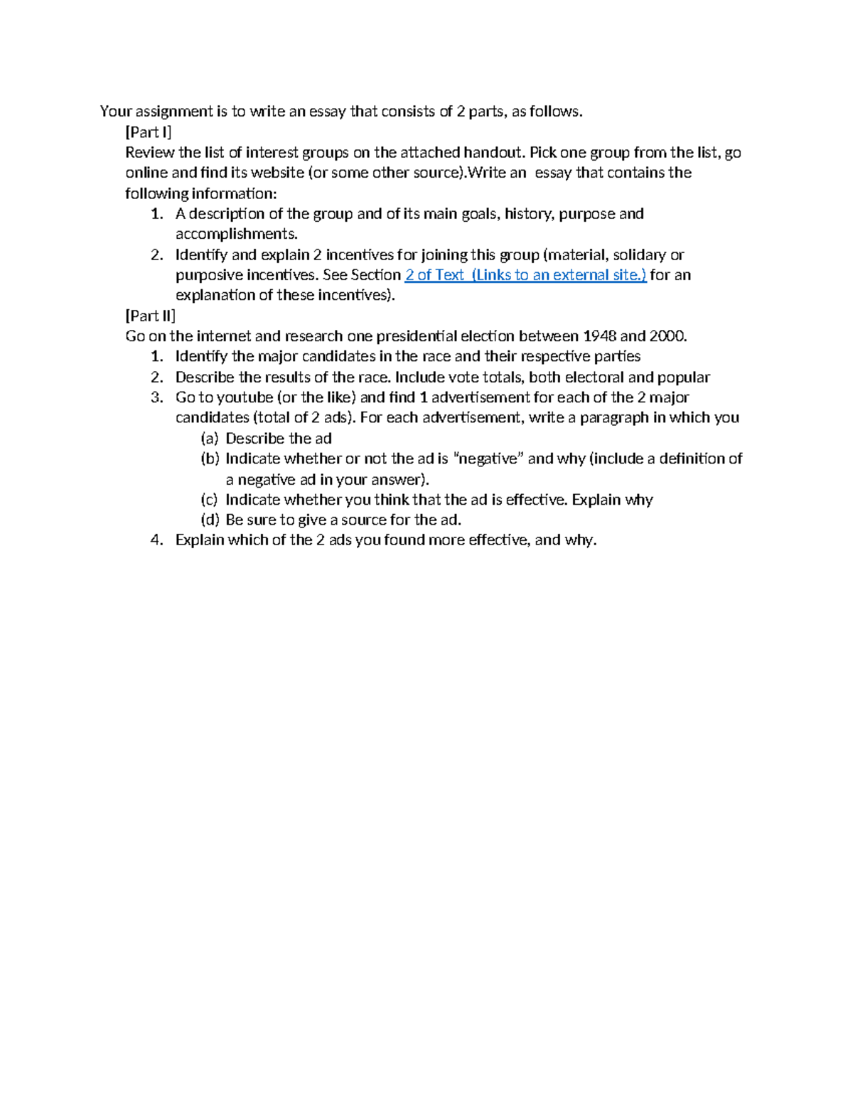 Assignment 2 instructions - Your assignment is to write an essay that ...