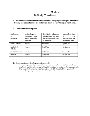 Module 10 Study Questions - Module 10 Study Questions All living organisms use the molecule ...