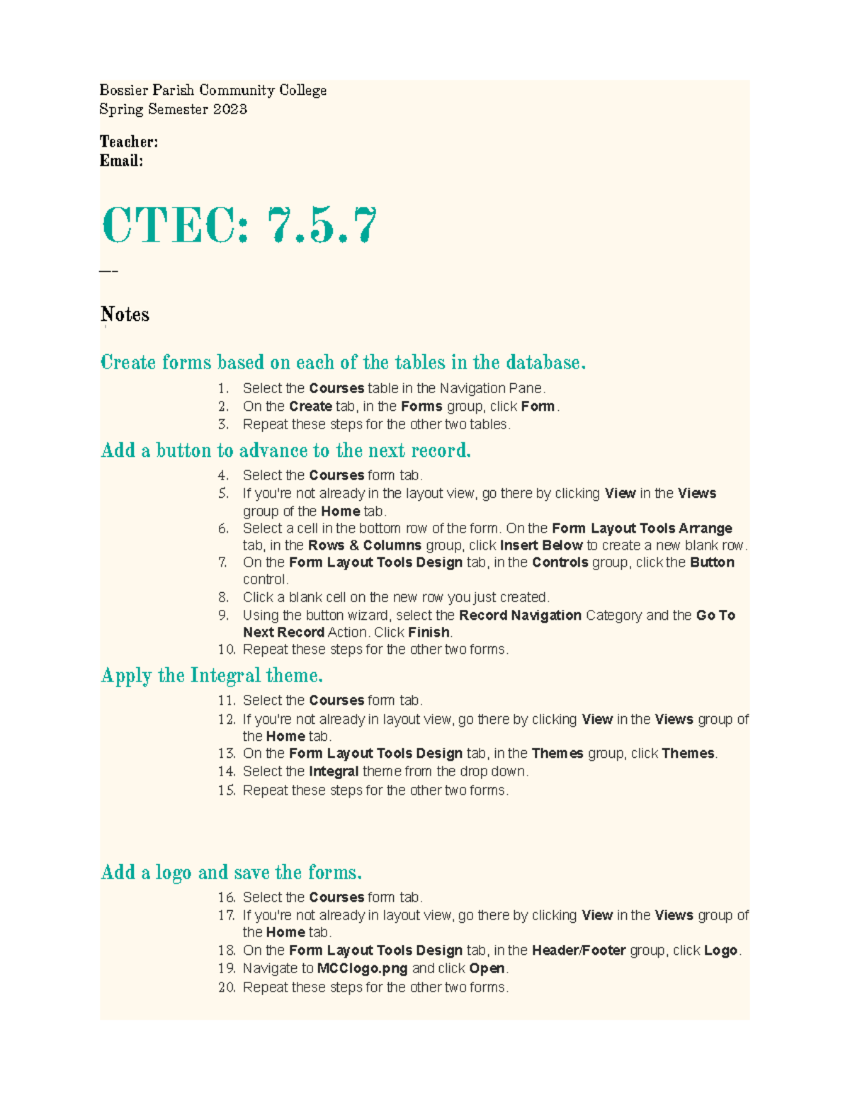 Computer Concepts 7.5.7 - Bossier Parish Community College Spring ...