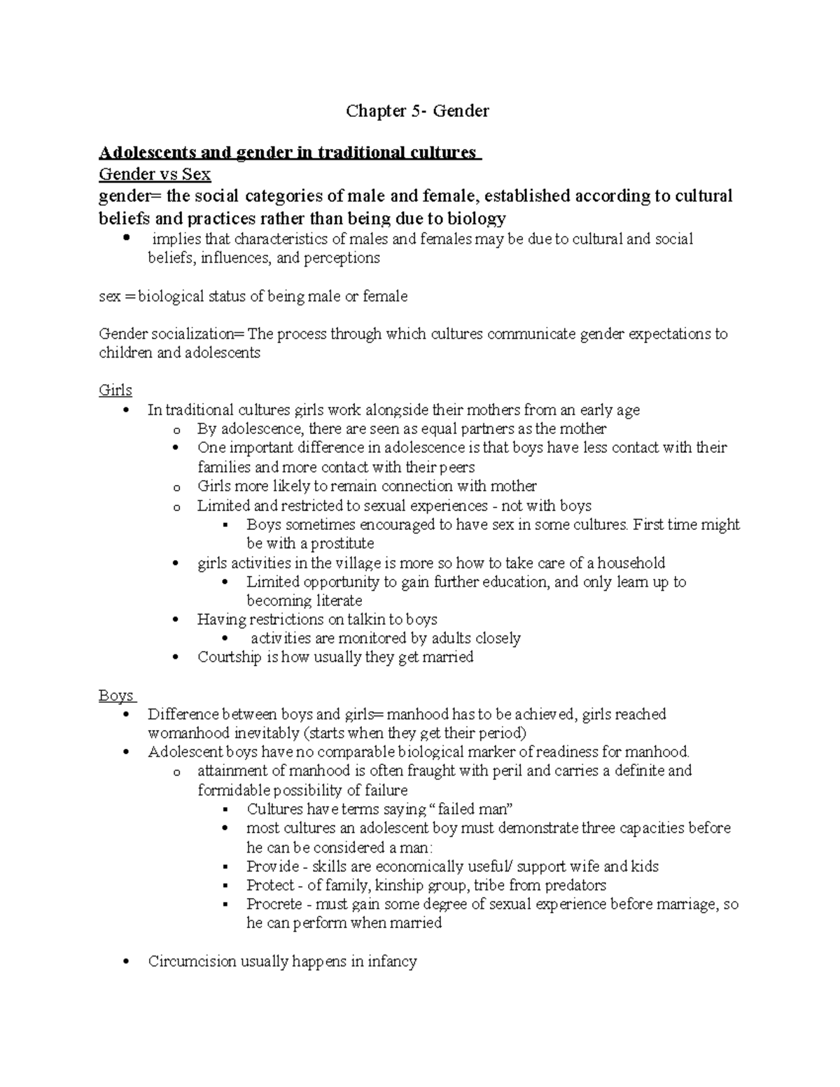Gender ch5 - Lecture notes 5 - Chapter 5- Gender Adolescents and gender ...