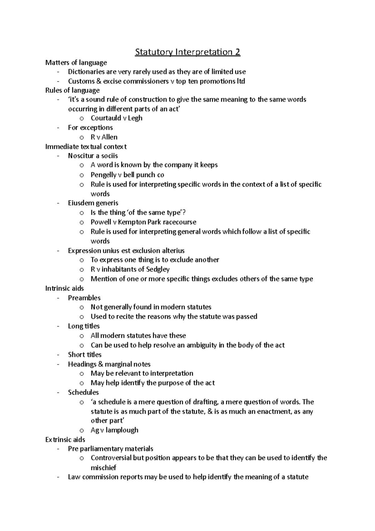 Statutory Interpretation 2 - The statute is as much part of the statute ...